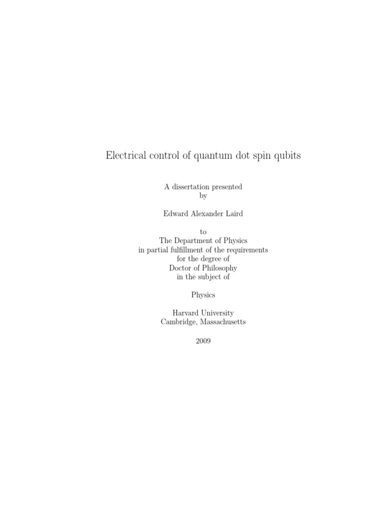 Electrical Control of Quantum Dot Spin Qubits | PDF | Quantum Computing ...