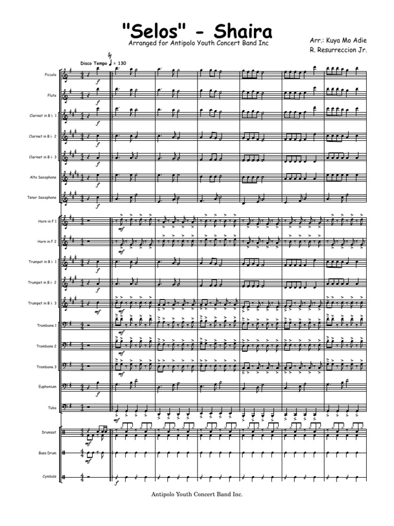 Selos - Shaira - Concert Band-Score and Parts | PDF | Aerophones ...