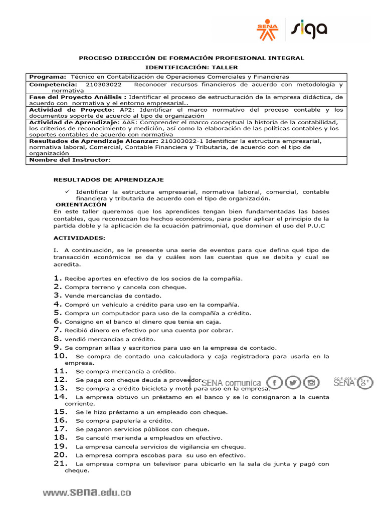 Taller Codificacion 1-1 | PDF | Contabilidad | Tarjeta de crédito