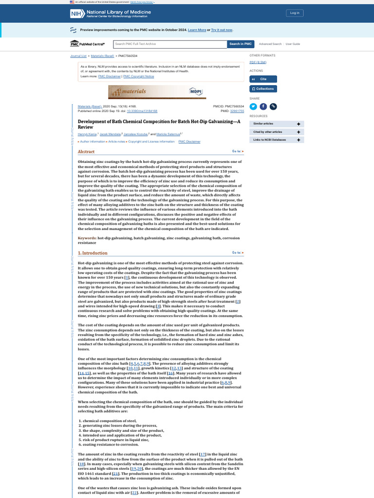 Development of Bath Chemical Composition For Batch Hot-Dip Galvanizing ...
