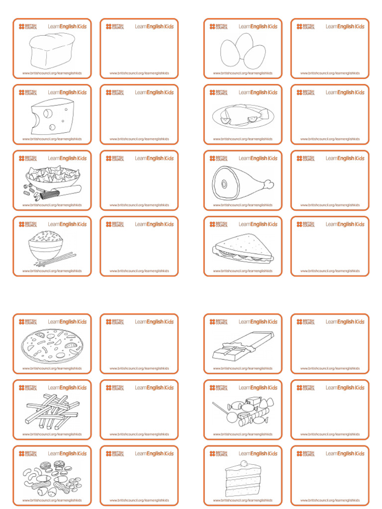Flashcards Food Set 1 BW | PDF