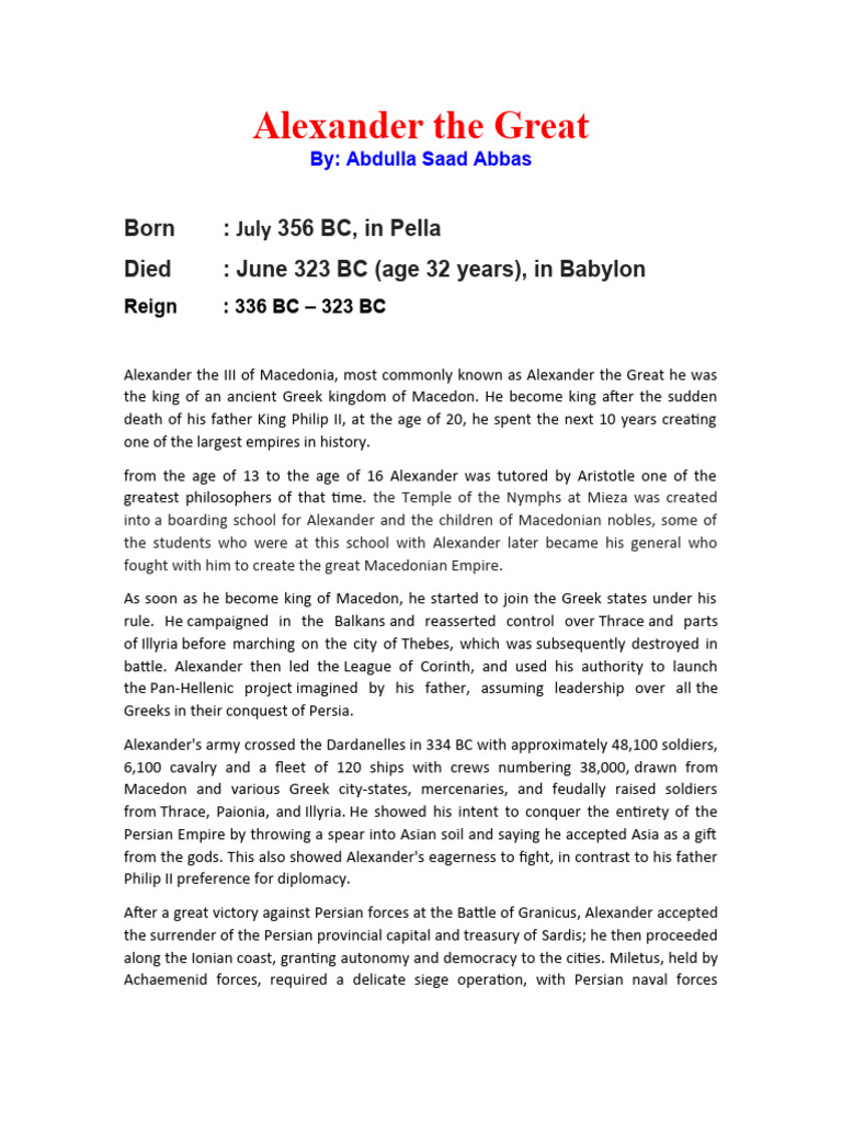 Alexander The Great | PDF | Alexander The Great | Macedonia (Ancient ...