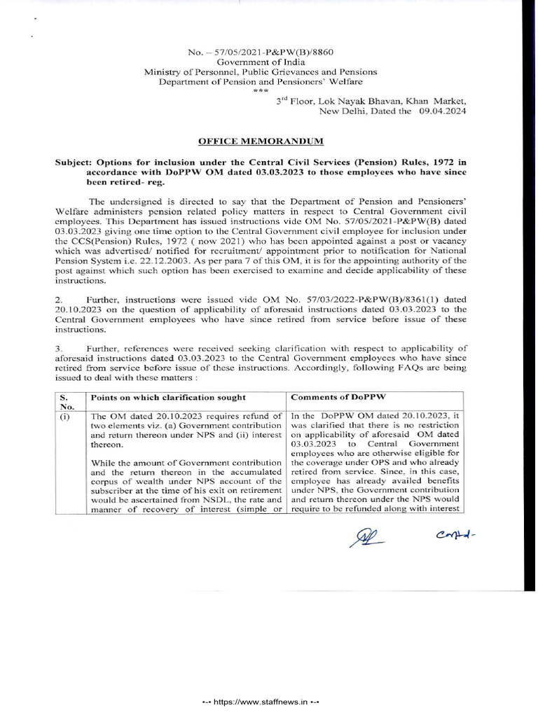 NPS To OPS OM Dated 09042024 Eng Hin | PDF