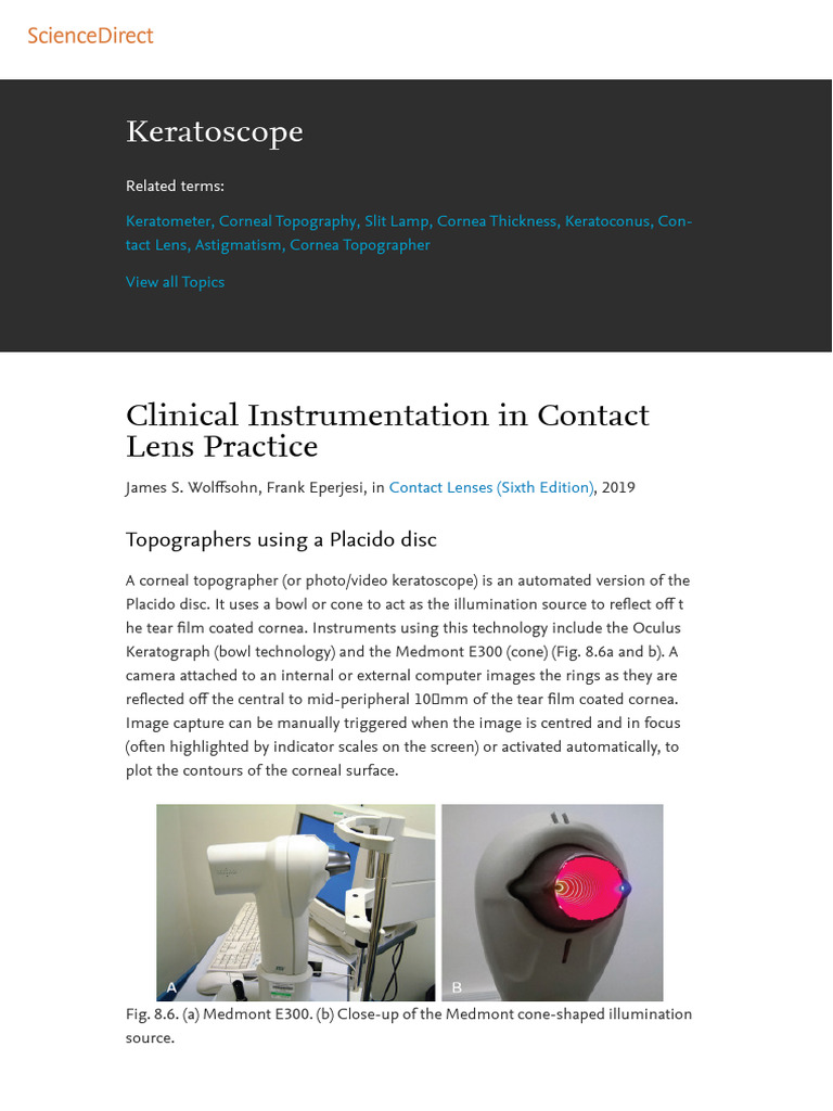 Clinical Instrumentation in Contact | PDF | Contact Lens | Cornea