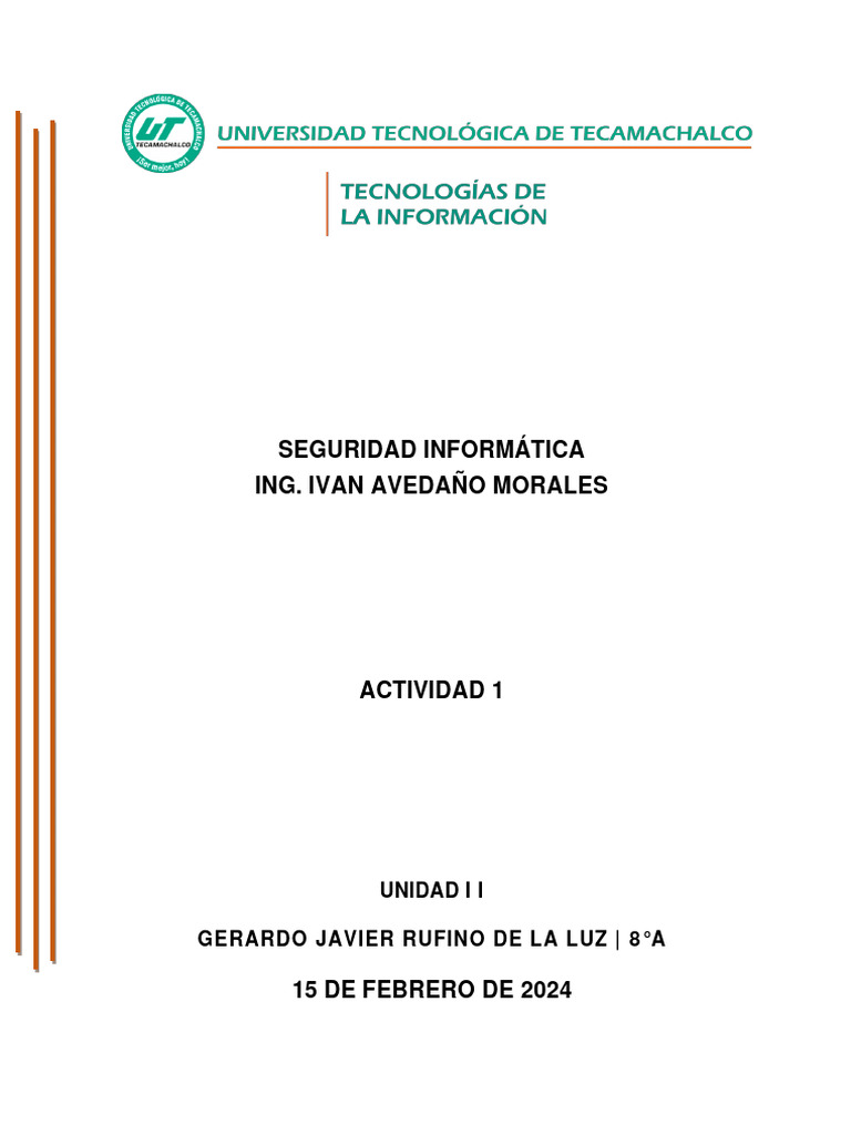 Actividad 1 - Unidad Ii | PDF | La seguridad informática | Seguridad