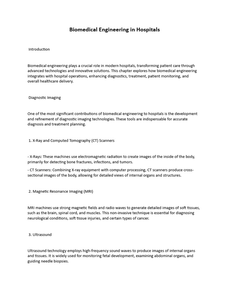 Biomedical Engineering in Hospitals | Download Free PDF | Medical ...