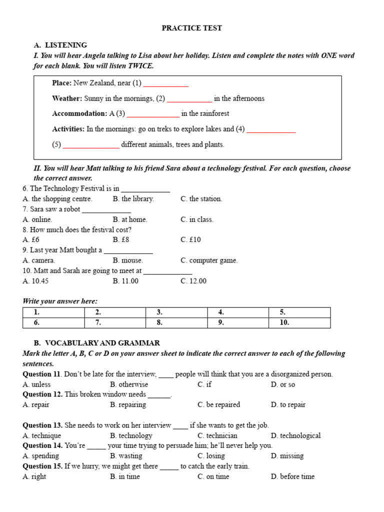 Full Test - Practice | PDF