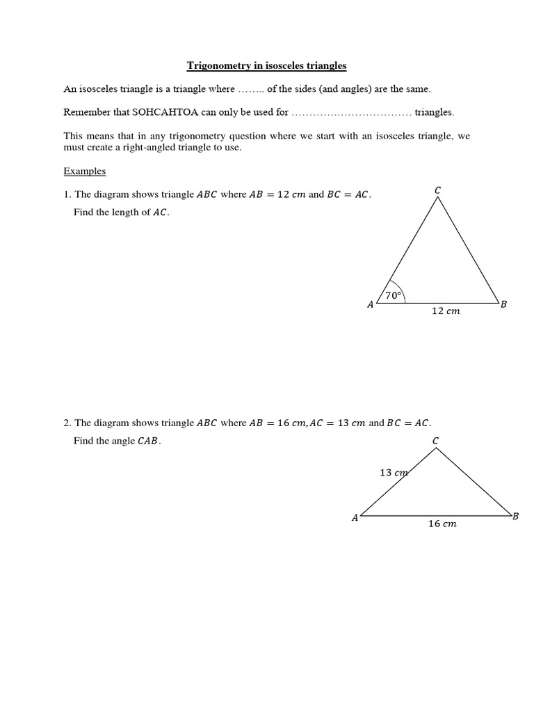 Trigonometry in Isosceles Triangles | Download Free PDF | Triangle ...