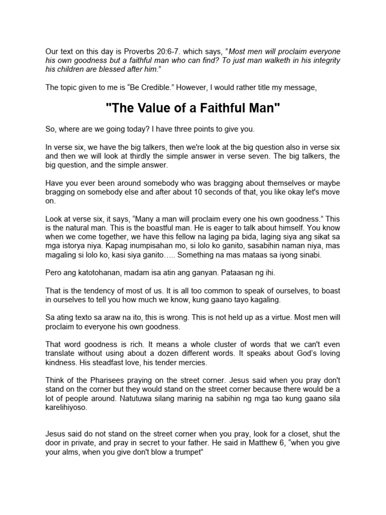 The Value of a Faithful Man | PDF | John The Baptist | Jesus