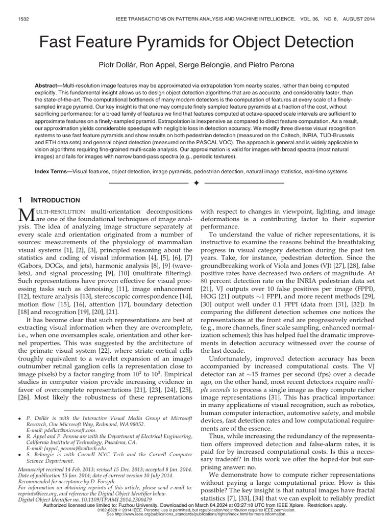 Fast_Feature_Pyramids_for_Object_Detection | Download Free PDF ...