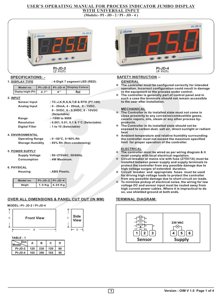 Jumbo Display Process Indicator | PDF | Power Supply | Parameter (Computer Programming)