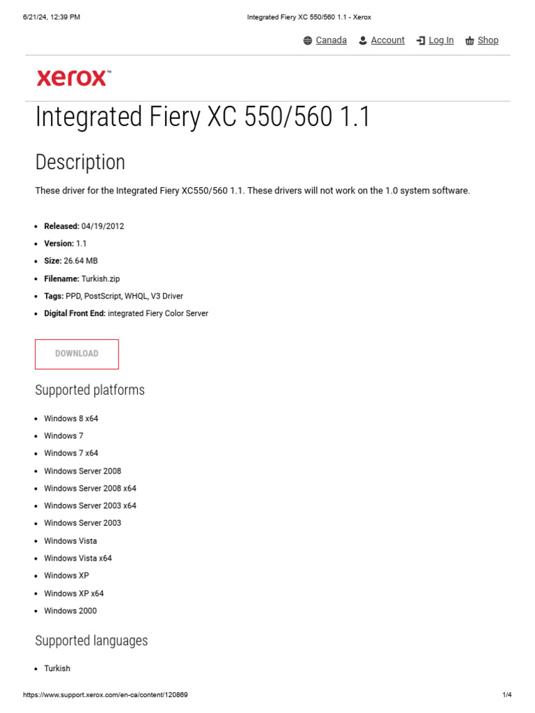 Integrated Fiery XC 550 - 560 1.1 - Xerox | PDF | Microsoft Windows ...