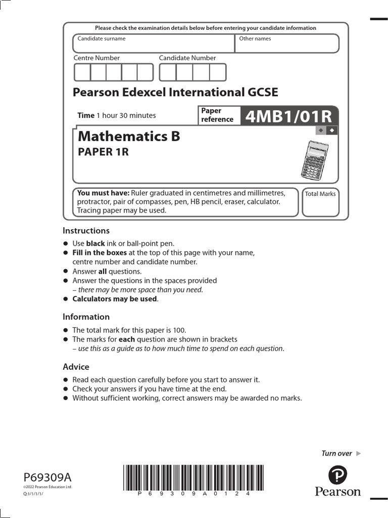 Edexcel IGCSE B Maths Paper 1 R June 2022 | PDF | Mathematics