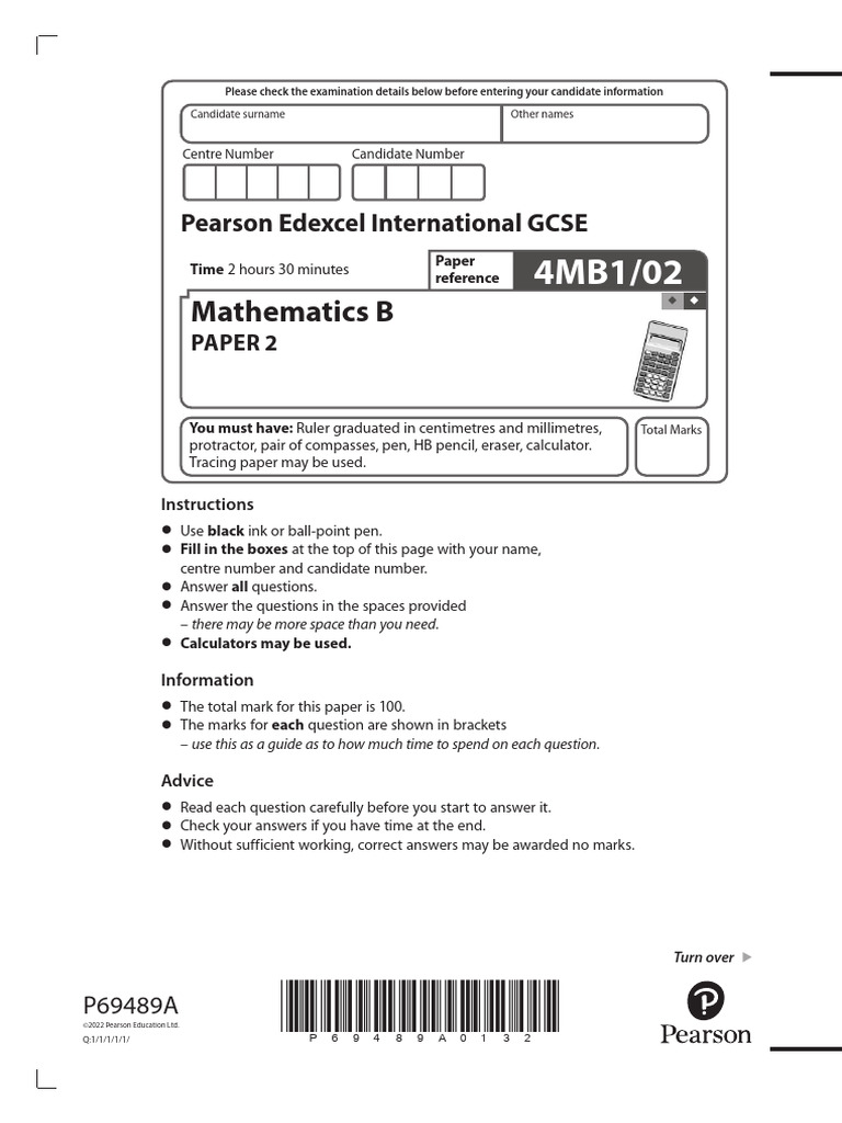 Edexcel IGCSE B Maths Paper 2 June 2022 | Download Free PDF | Mathematics