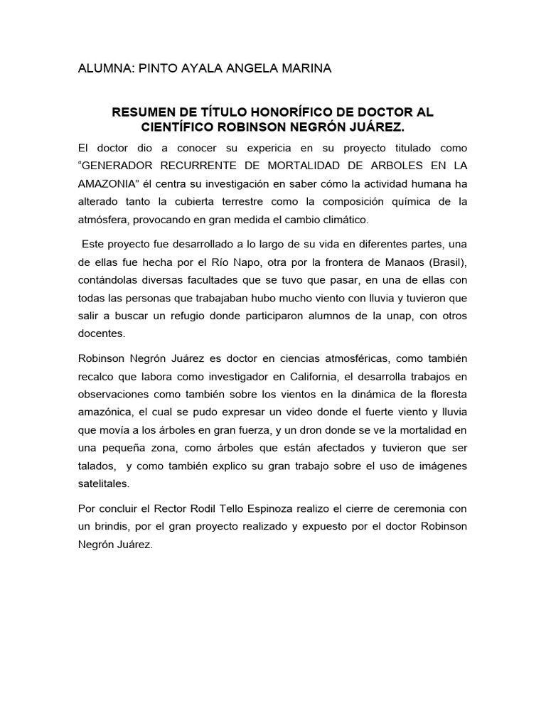 Resumen sobre el doctor Robinson Negrón Juárez | PDF
