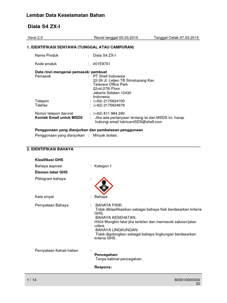 Shell Diala S4 ZX-I MSDS | PDF