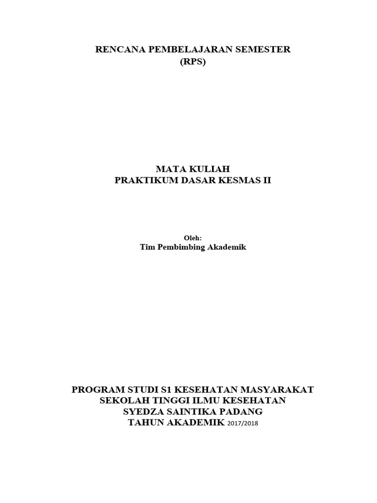 RPS Praktikum Dasar Kesmas II | PDF | Seni | Sains & Matematika