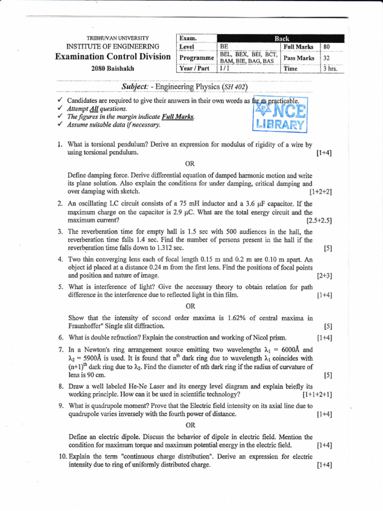Ioe Eng Physics Past Paper | PDF | Optics | Polarization (Waves)