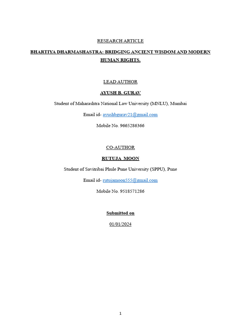 Ayush 0 Rutuja Article - Ayush Gurav | PDF | Dharma | Rights