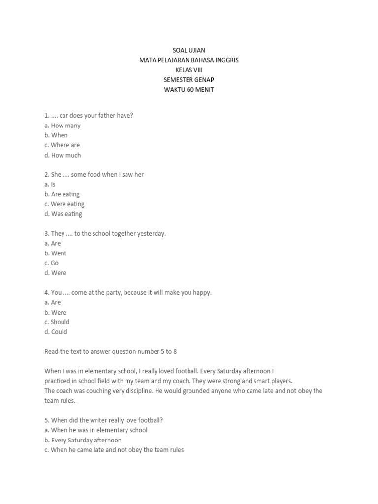 Soal Kelas 8 Bu Irna | PDF | Grammar | Linguistics