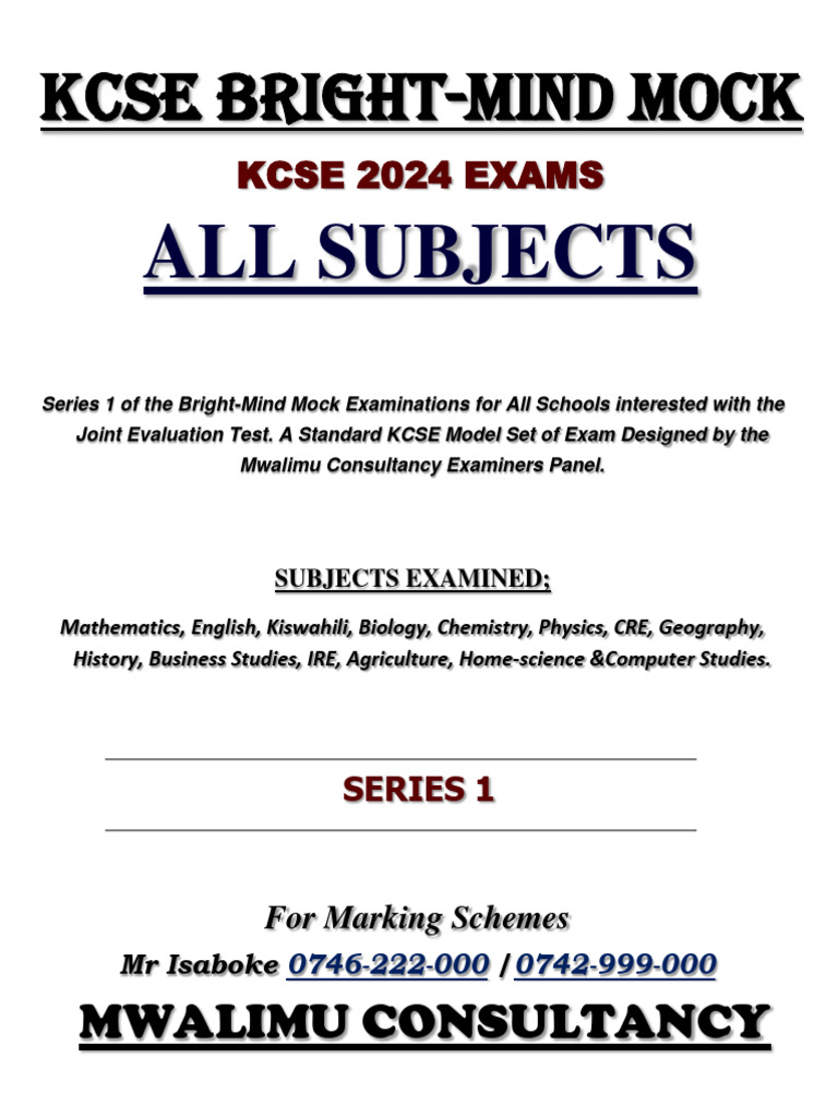 Kcse 2024 Brightmind Mock s1 | PDF | Disciple (Christianity) | Jesus