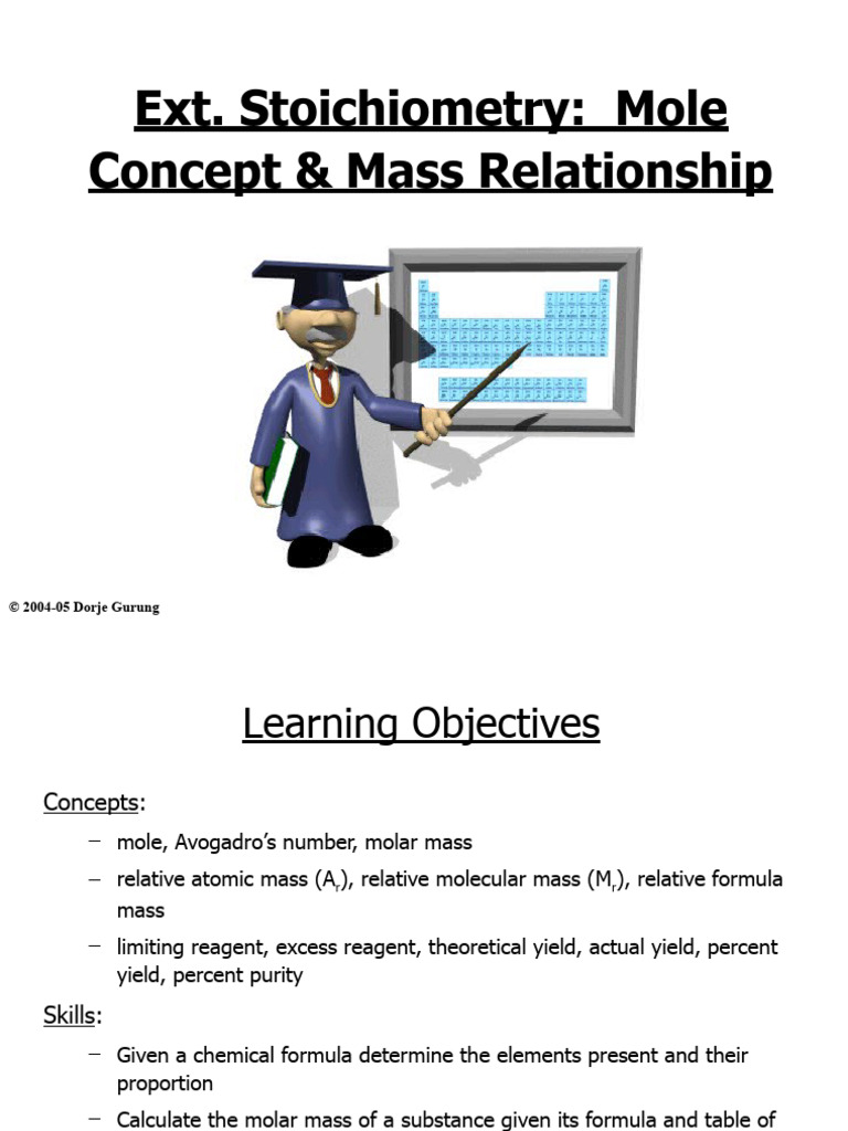 Extension Stoichiometry II Mole Concept & Mass Relationship | PDF ...