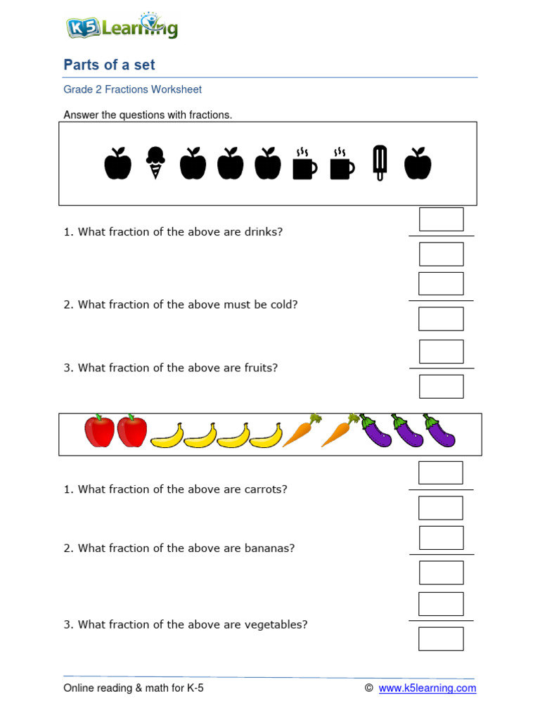 Grade 2 Fractions Parts of Set D 1 | PDF