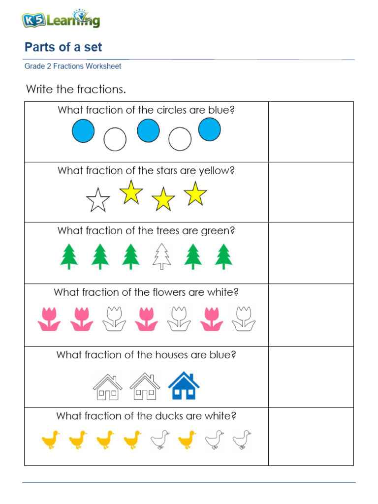 Grade 2 Fractions Parts of Set B | PDF
