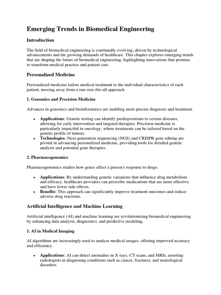 Emerging Biomedical Engineering Trends | PDF | Personalized Medicine ...