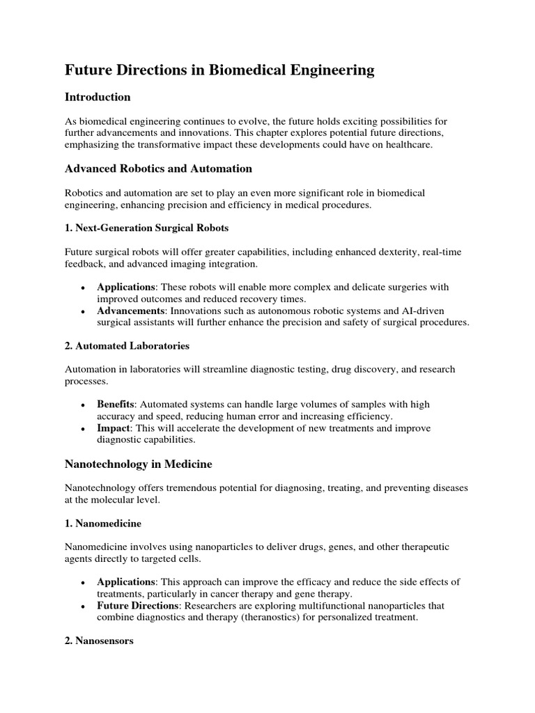 Future Directions in Biomedical Engineering | PDF | Personalized ...