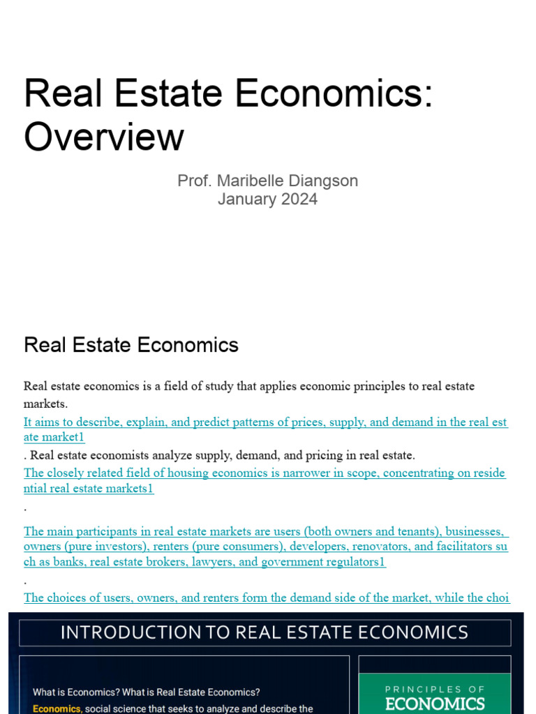 Real Estate Economics Overview | PDF | Economics | Interest Rates