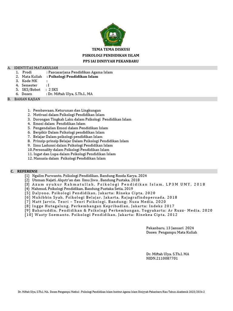 Tema Tema Diskusi-PPI - Mhs PPs 2024 | PDF