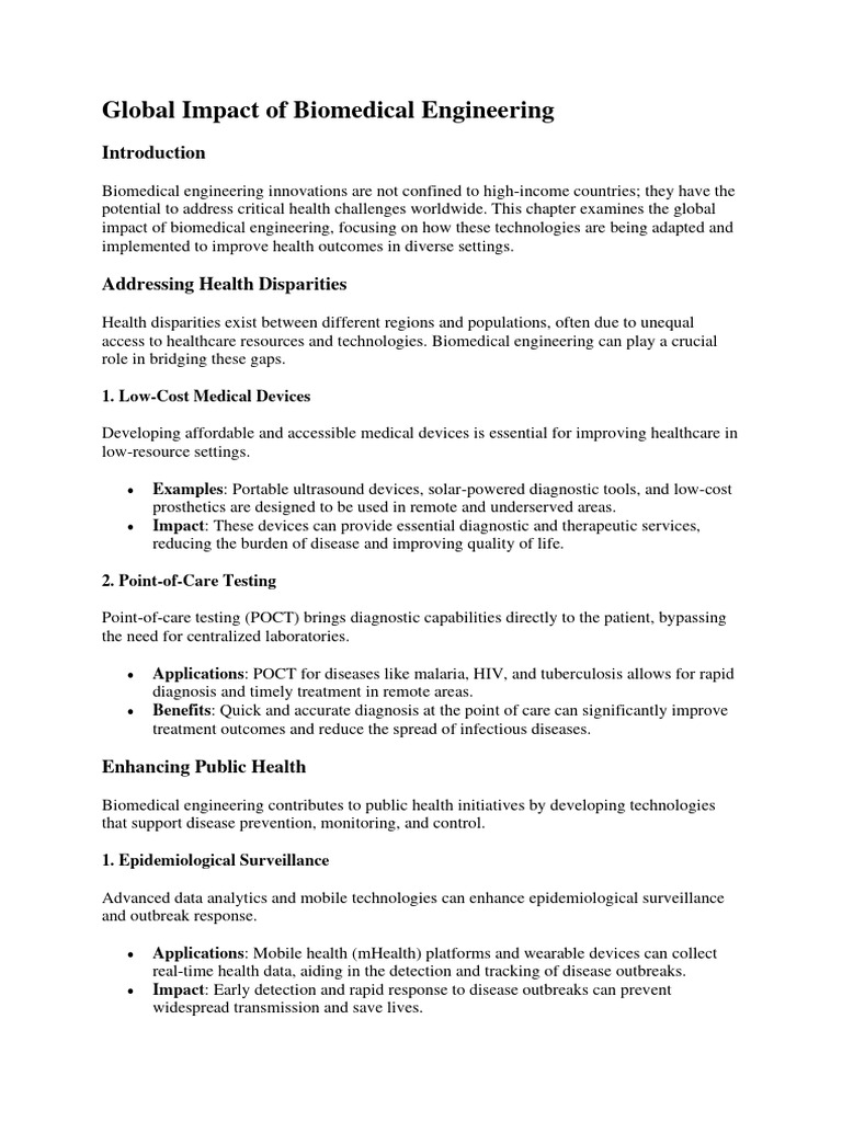 Global Impact of Biomedical Engineering | PDF | Health Care | Health ...