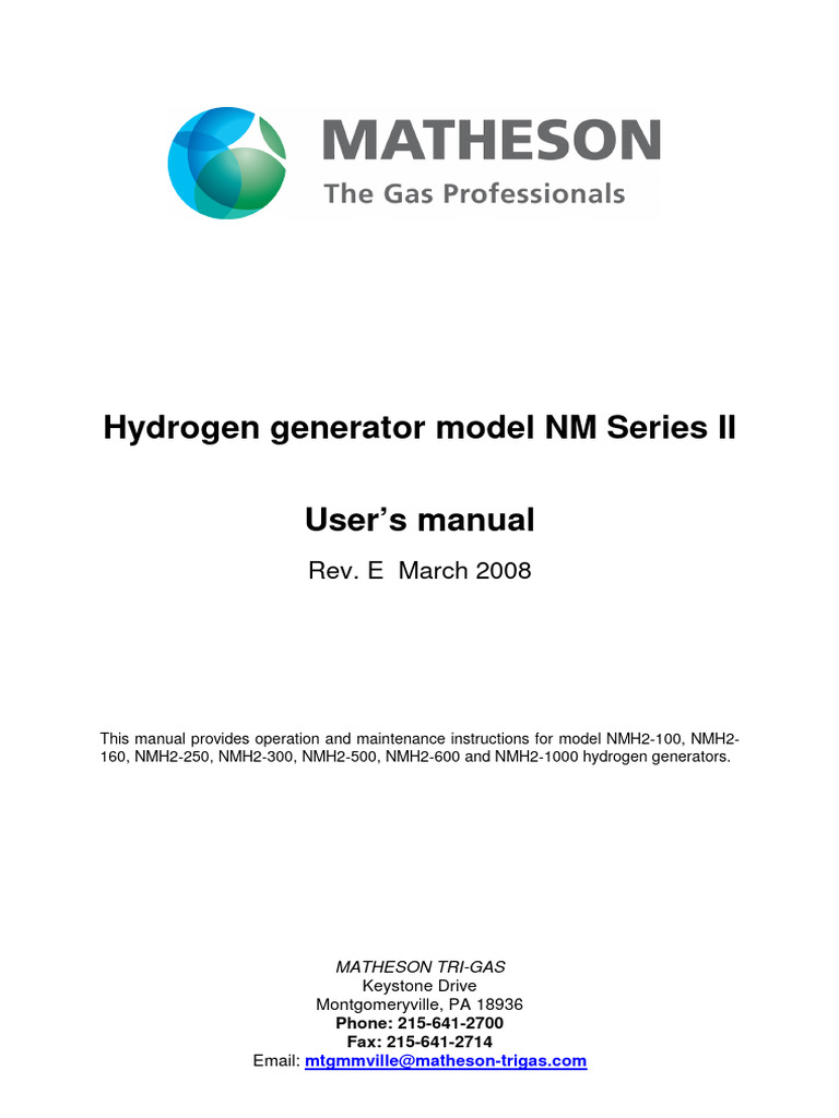 Instructions HPNM 2 Hydrogen Generator | PDF | Water | Valve