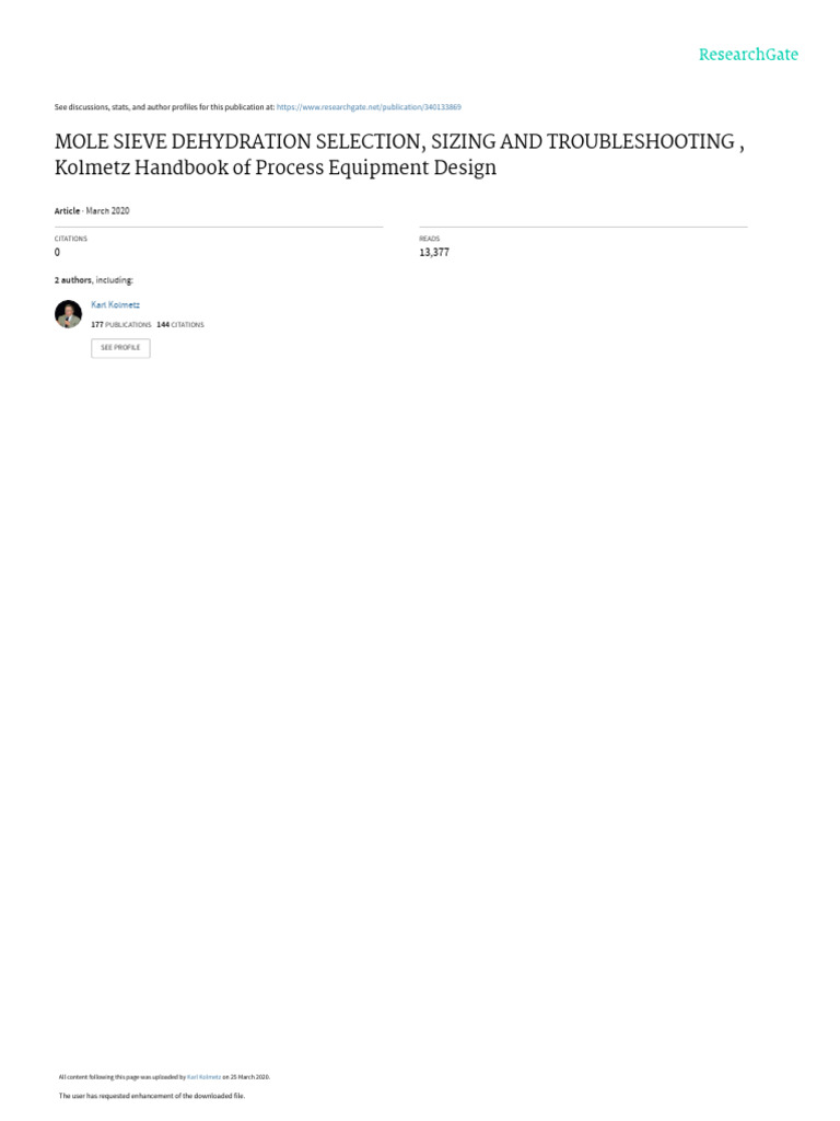 ENGINEERING DESIGN GUIDELINES Mole Sieve Dehydration Rev1.1web | PDF ...