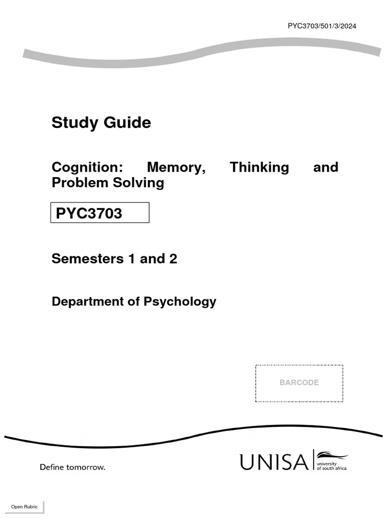 Study Guide: Cognition: Memory, Thinking and Problem Solving | PDF ...