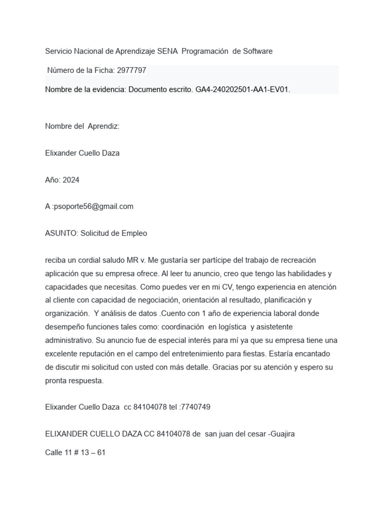 Cocumento Escrito | PDF