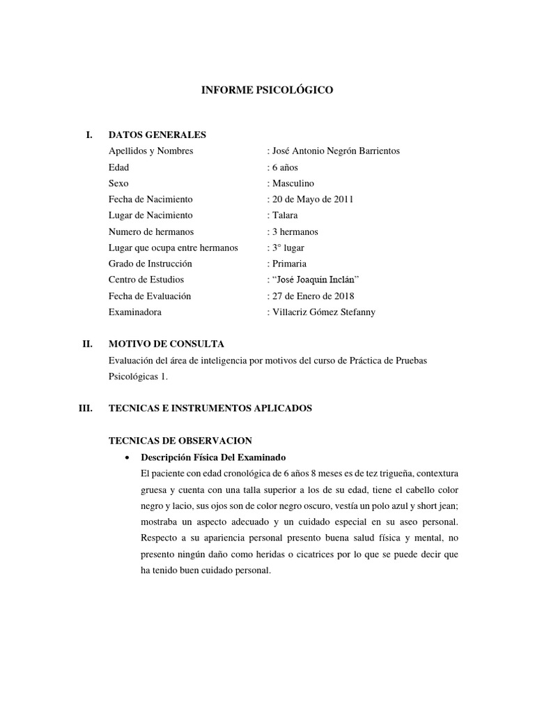 Informe Psicologico de Raven | PDF | Inteligencia | Ciencias del comportamiento