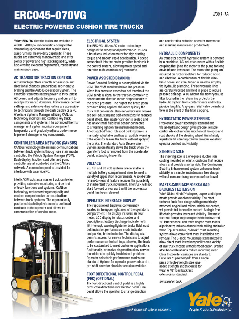 Yale ERC045-070VG (2.0 3.1t) | PDF | Brake | Steering
