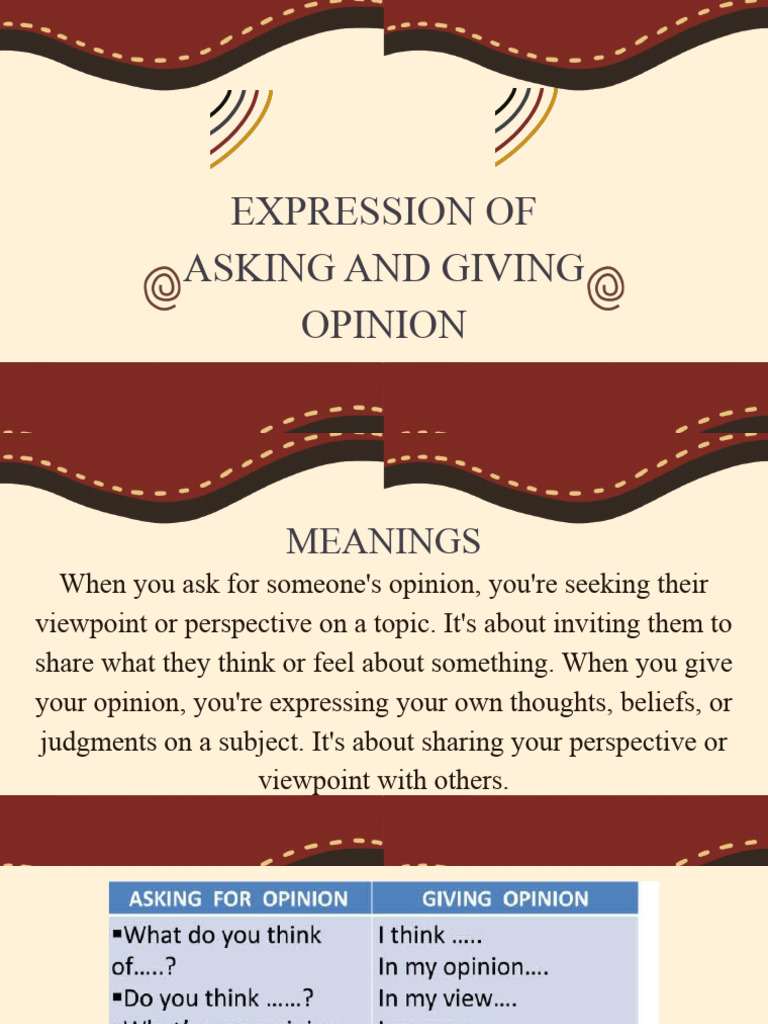 Asking and Giving Opinions Explained | PDF | Self-Improvement | Science ...