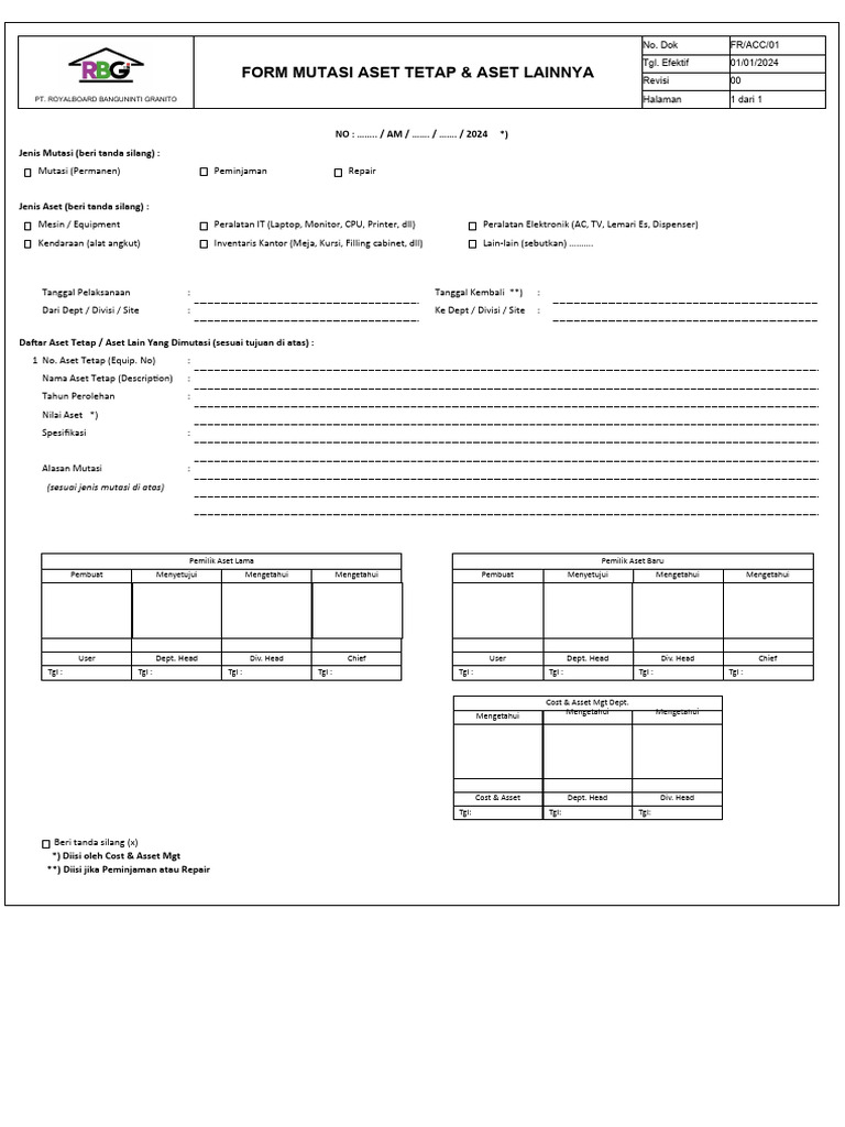 Form Mutasi Aset V | PDF