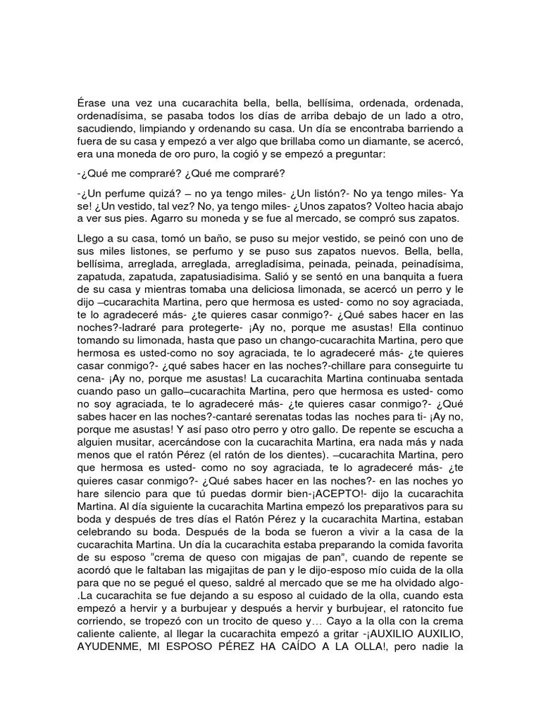 La Cucarachita Martina | PDF | Hogar, jardinería y bricolaje