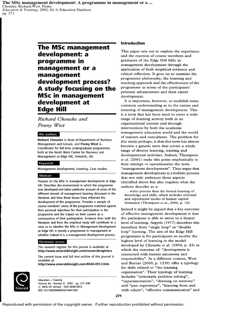 The MSC Management Development | PDF