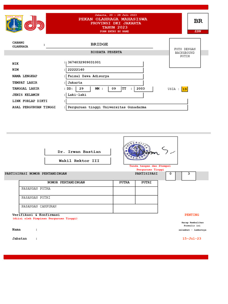 Bridge - Form Ebna - Pomprov Dki Jakarta 2023 | PDF