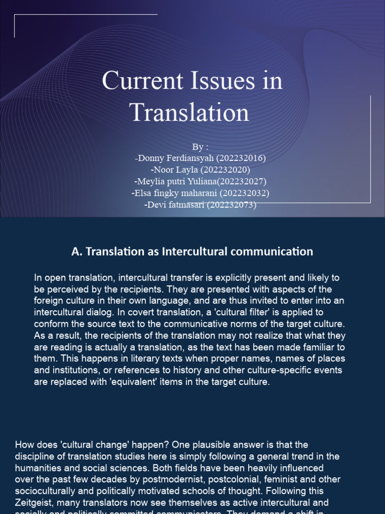 Group 8 Current Issues Basic Translation A | PDF | Translations | Linguistics