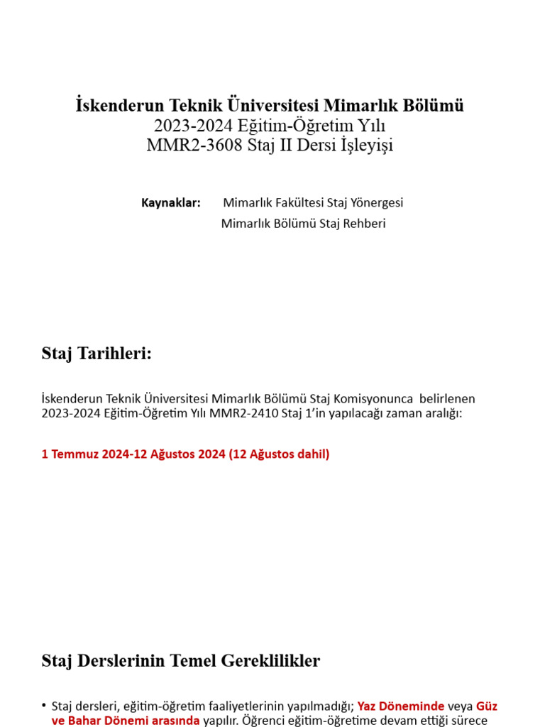 Staj 2 Bilgilendirme Toplantısı | PDF