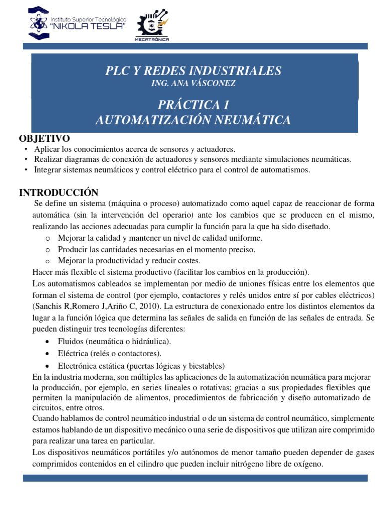PRACTICA 1 PLC y REDES INDUSTRIALES | PDF | Controlador lógico programable | Solenoide