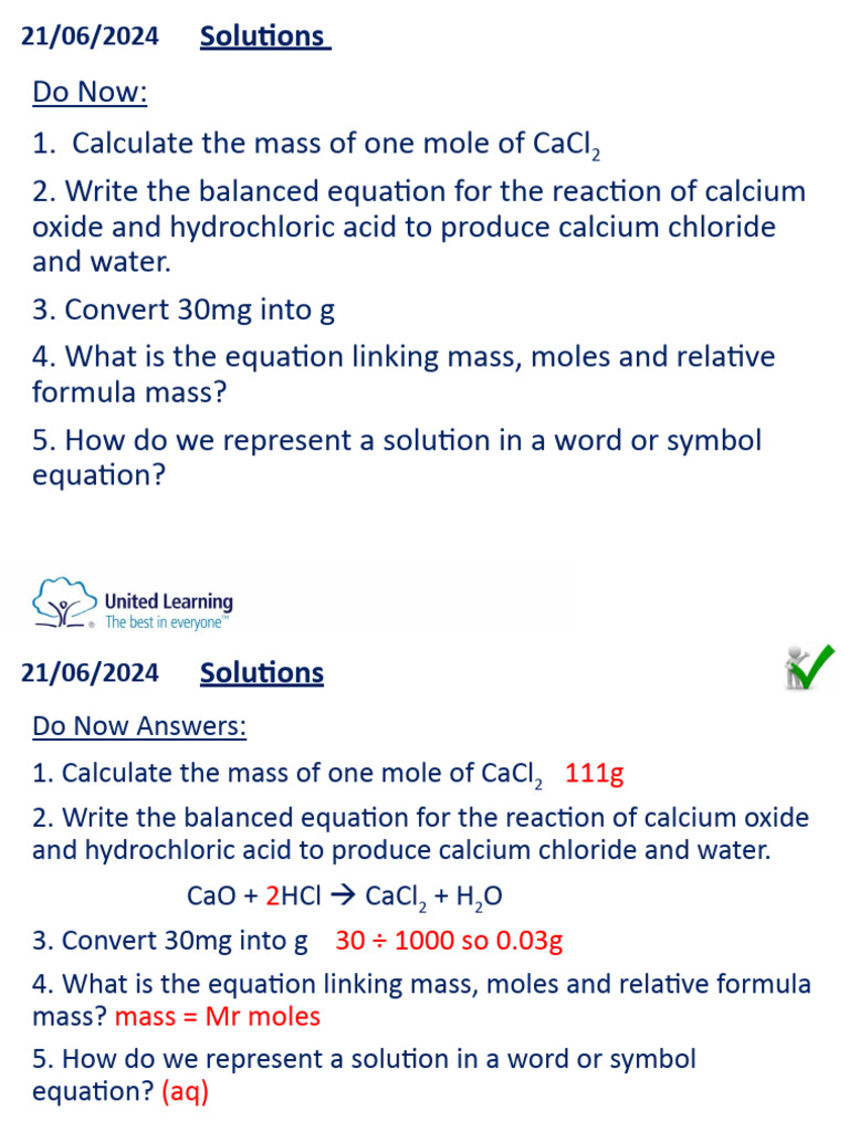Concentration Calculations and Solutions Guide | PDF | Concentration ...