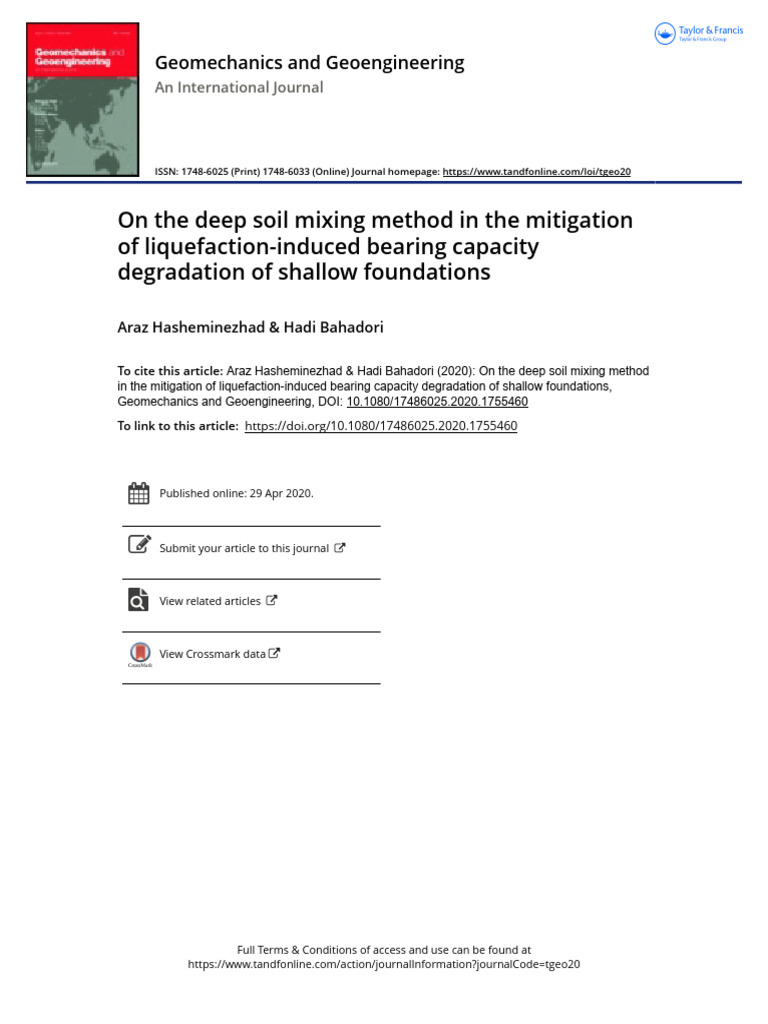 On The Deep Soil Mixing Method in The Mitigation of Liquefaction ...