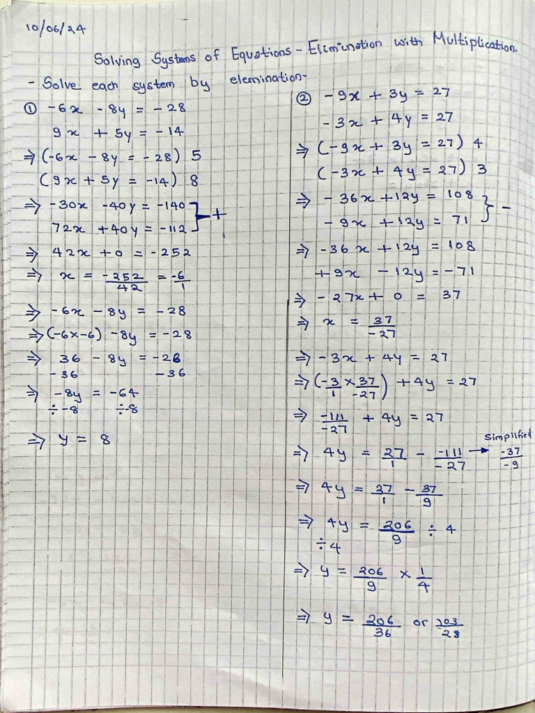 Solving Systems of Equations - Answers | PDF